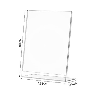 Relx Acrylic Sign Holder 8.5 x 11, Acrylic Display Stand for Display, Slant Back Acrylic Display Stand, Clear Frames Plastic Sign Holder for Store, Restaurant (12 Pack)