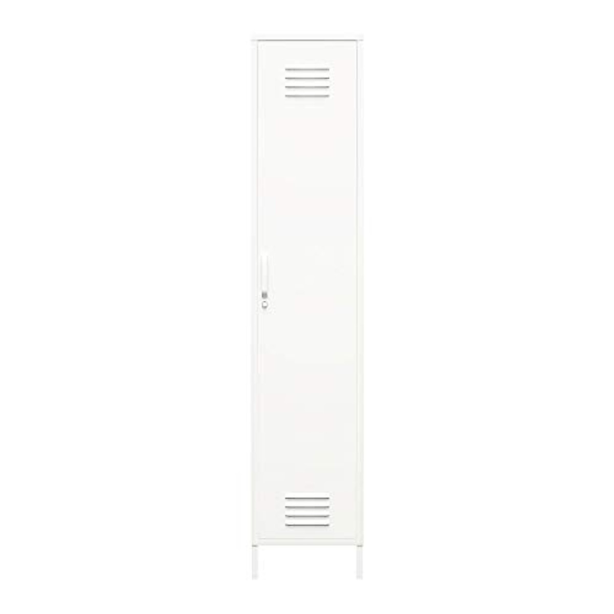 REALROOMS Shadwick 1 Door Tall Single Metal Locker Style Storage Cabinet, Soft White