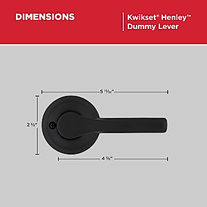 Kwikset Henley Interior Privacy Door Handle with Lock, Door Lever For Bathroom and Bedroom, Matte Black Reversible Keyless Turn Lock, with Microban Protection