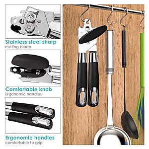Can Opener, Kitchen Aid Can Opener Manual Smooth Edge Food Safety Cut 3-in-1 Can Openers Bottle, Can Opener Handheld with Bottle Opener, Easy to Use