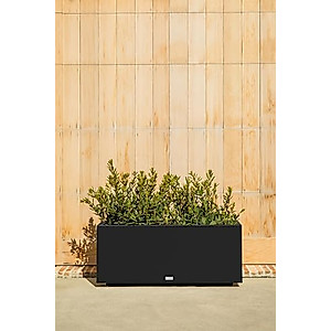 Veradek Block Series Long Box Planter - Large Rectangular Planter for Outdoor Patio/Porch | Durable All-Weather Use with Drainage Holes | Modern Décor for Tall Plants, Flowers or Shrubs