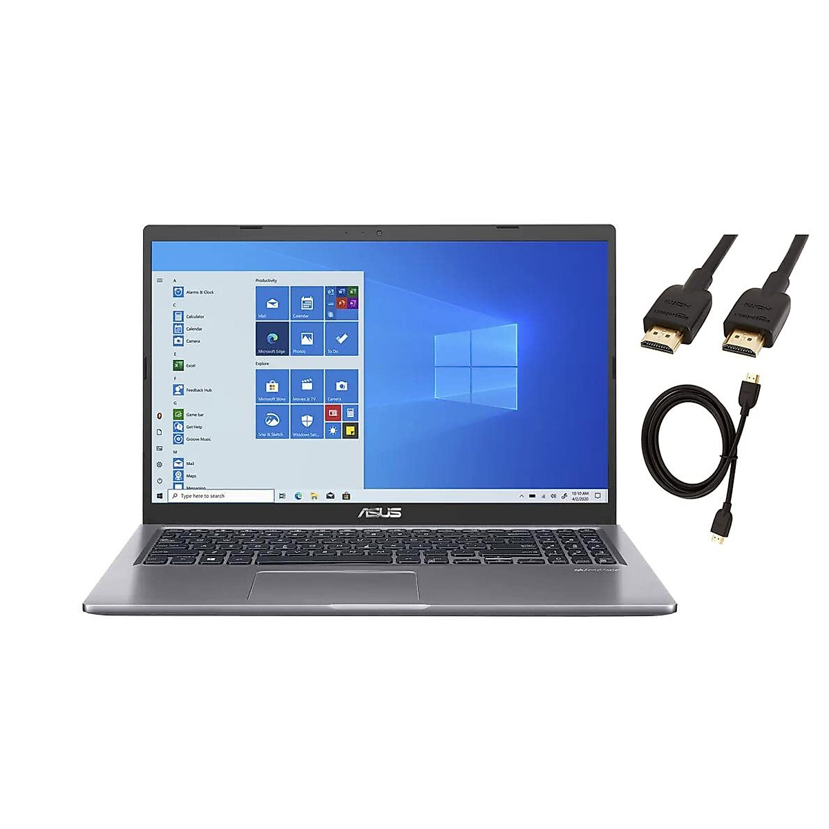 Asus VivoBook 15 15.6'' FHD High Performance Touchscreen Laptop Intel Core i3-1115G4 20GB DDR4 RAM 512GBSSD Intel UHD Graphics Windows 10 Home in S Mode with HDMI Cable Bundle Gray 15-15.99 inches
