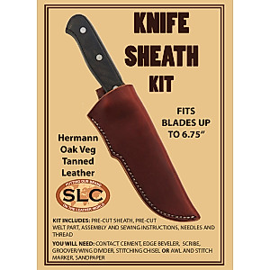 Springfield Leather Company Large Knife Sheath Kit Made from Natural Herman Oak Drum-Dyed Collar Leather Fits Blades up to 6.75"