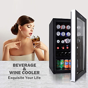 Northair Beverage Cooler and Fridge With Glass Door, 60 Can Beverage Mini Fridge, Adjustable Shelves Dispenser Countertop Refrigerator Cellars, Perfect for Soda Beer or Small Drink