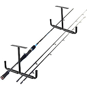 HOME RIGHT Overhead Garage Storage Rack, 16.5 Inch Heavy Duty Ceiling Double Storage Hooks Utility Hanger for Hanging Lumber Ladder Tool Bike & Other Bulky Items (2 Pack, Black)