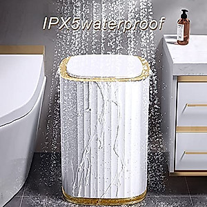 Smart Sensor Garbage Bin Kitchen Bathroom Toilet Trash Can Best Automatic Induction Waterproof Bin with Lid 10/15L (15L Gold)