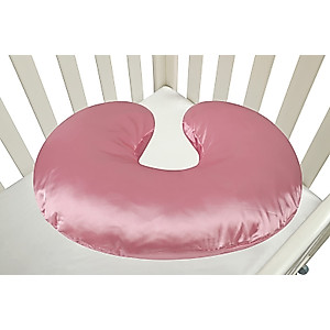 Satin Nursing Pillow Cover Set 2 Pack Ultra Soft Silk Compatible with Boppy Pillow for Breastfeeding Pillow Protect for Baby Hair and Skin White & Pink