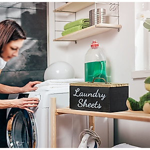 Laundry Dryer Sheet Dispenser Dryer Sheets Holder with Lid for Laundry Room Decor, Wooden Fabric Softener Dispenser Detergent Holder, Dryer Sheet Container for Laundry Room Organization Storage