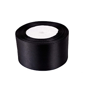 ATRBB 25 Yards 2 inches Wide Satin Ribbon Perfect for Wedding,Handmade Bows and Gift Wrapping (Black)