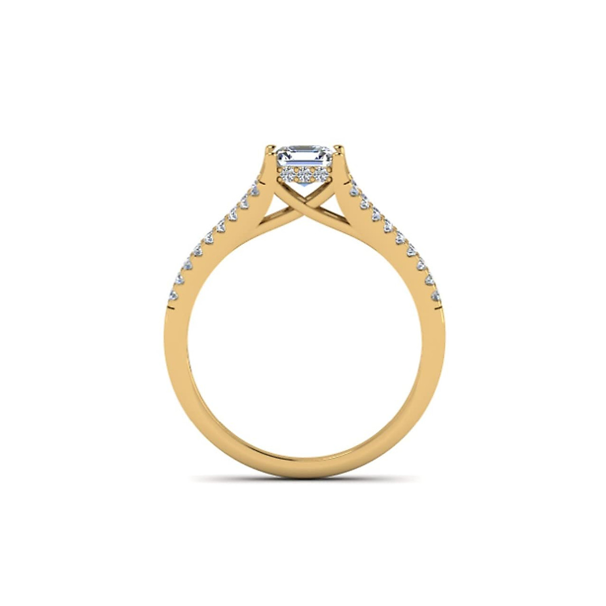 Rosie Collection Split Shank Asscher Shape Simulated Diamond 14K Yellow Gold Over 925 Sterling Silver Engagement Ring 6