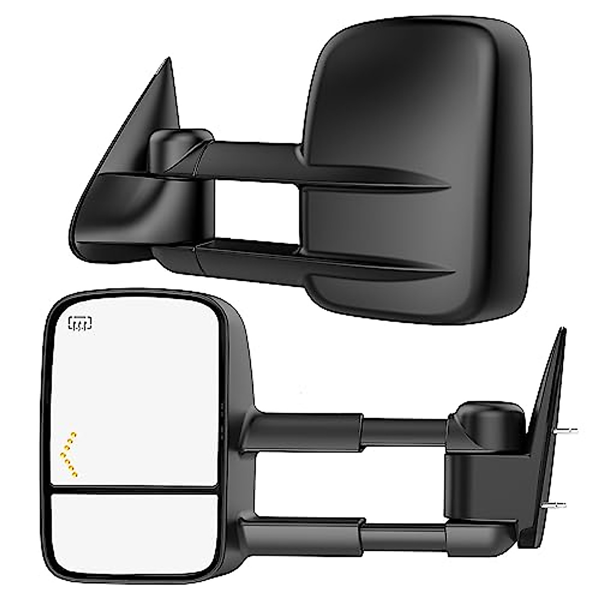 Heated Tow Mirrors Compatible with 2014 2015 2016 2017 2018 Chevy Silverado & GMC Sierra 1500, 2015-2018 2500 3500 HD, Extended Trailer Towing Side Mirrors w/LED Arrow Turn Light