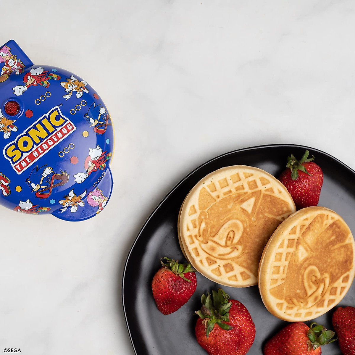 Uncanny Brands Sonic the Hedgehog Mini Waffle Maker - Sega Kitchen Appliance
