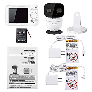 Panasonic Baby Monitor with Camera and Audio, 3.5” Color Video, Extra Long Range, Secure Connection, 2-Way Talk, Soothing Sounds, Remote Pan, Tilt, Zoom - 1 Camera - KX-HN4101W (White)
