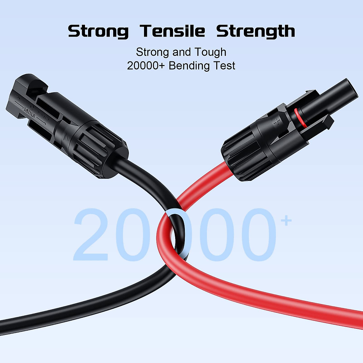 Bateria Power 20FT 10AWG(6mm²) Solar Panel Extension Cable, with Female and Male Connectors and Extra Free Spanners, Solar Panel Adaptor Kit Tool(20FT Red + 20FT Black)