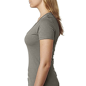 NEXT LEVEL APPAREL Womens CVC Deep V Tee (6640) Warm Gray l