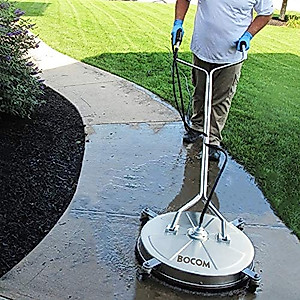 BOCOM 24 Inch Pressure Washer Surface Cleaner Dual Handle Commercial Power Washer Accessory & Parts Flat Floor Scrubber Attachment with Wheels for Cleaning Driveways, Sidewalks, Patios, 4000 PSI