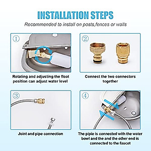 Automatic Dog Water Bowl Dispenser, Stainless Steel Water Feeder Trough for Livestock Horse Cow, Farm Animal Waterer Dispenser with Drainage Hole