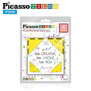 PicassoTiles Magnetic Building Block Large Square Shape Magnet Tiles Construction Toy STEM Learning Kit Educational Playset Playboard Pretend Play Stacking Blocks Child Brain Development PTE09