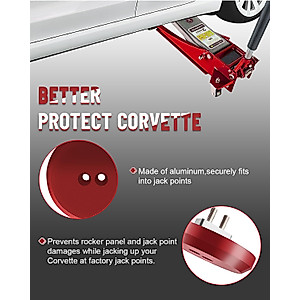 Samman Corvette Jack Pucks Billet Aluminum Jacking Puck Jack Pad Adapter Floor Jack Pad Compatible with 1997-2023 Corvette C5 C6 C7 C8/ Porsche 944 964 993 996 997 911 Boxster Cayman -(4 Pack Red)