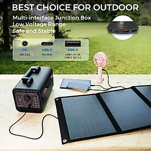 Portable Solar Panel –60W Foldable Solar Panel for Camping with 5V USB and 18V DC Output - Perfect for Camping Charging Phones Tablets & Outdoor Devices–Compatible with Solar Generators Power Stations