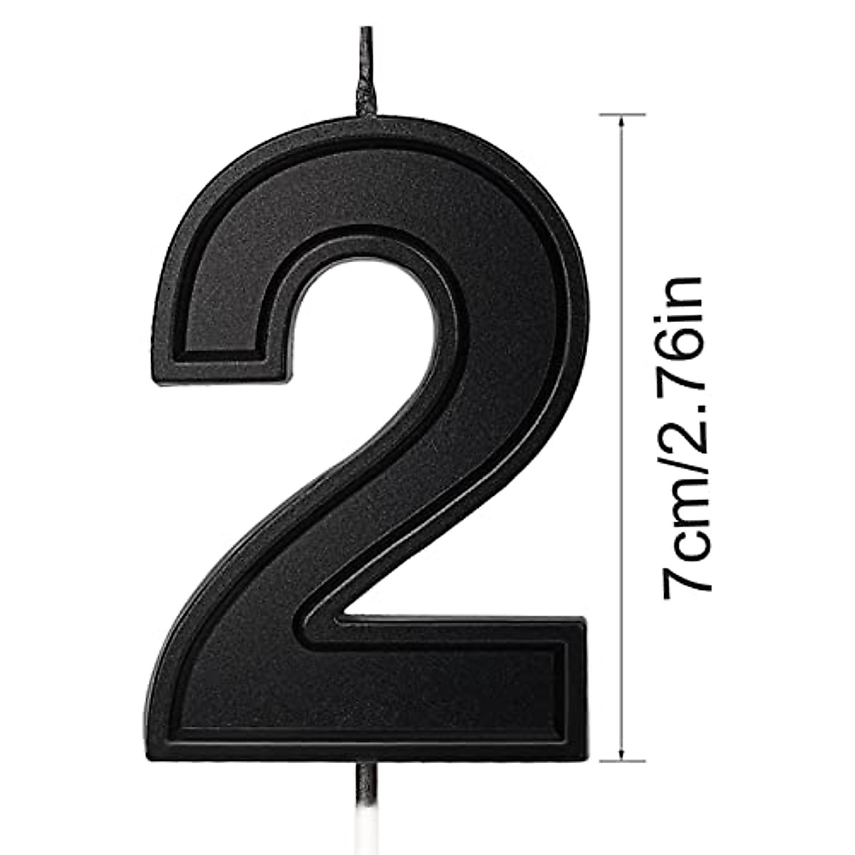 LUTER 2.76 Inch Number Birthday Candles, 3D Diamond Shape Birthday Cake Candles Cake Topper Decoration for Wedding Anniversary Graduation Party Kids Adults (Black)(2)