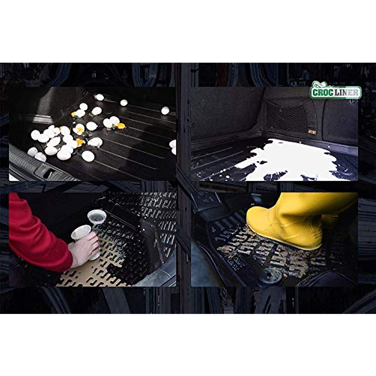 Croc Liner Floor Mats Front and Rear All Weather Custom Fit Floor Liner Compatible with Volvo S60 (2019-2023) (Non-Hybrid)