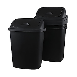 Cand 70 Liter Garbage Can 4 Pack, Black Trash Bin with Swing Lid, Plastic Garbage Can Swing Cover
