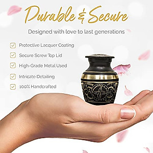 Black Keepsake Urns for Human Ashes - Small Urns Set of 4 with Box & Bags - Honor Your Loved One with Mini Urns for Ashes Adult Male & Female - Handcrafted Small Cremation Urns - Unique Black Urns