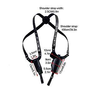 Shoulder Holster, Vertical Shoulder Holster with Magazine Holder PU Leather Adjustable Concealed Carry Shoulder Holster for Right Hand Black