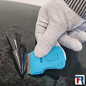 Mini Scraper Holder for 1" Razor Blade - Glass Cleaning and Glue Removal Tool with Comfort Grip Handle (Pack 3 Units)