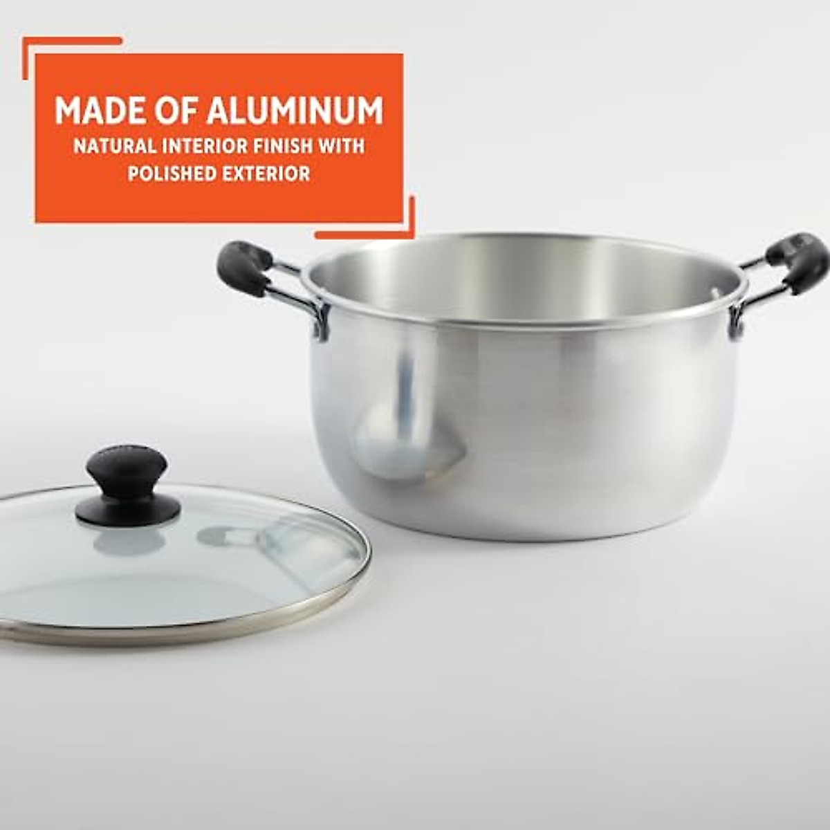 Imusa Aluminum USA Pot with Glass Lid and Bakelite Handle 4-Quart