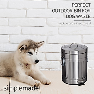 SIMPLEMADE Round Step Trash Can - 5 Liter / 1.3 Gallon - Stainless Steel Bathroom Trash Can, Small Trash Can with Lid, Metal Wastebasket, Galvanized Steel