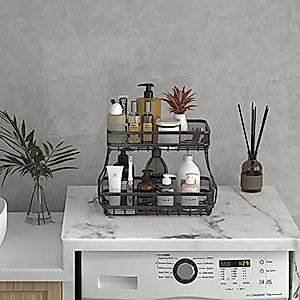 OKZEST 2 Tier Fruit Basket, Vegetable Fruit Basket Bowl for Kitchen Countertop, Metal Fruit Storage Stand Holder Organizer for Bread Snack Potato Onion Produce