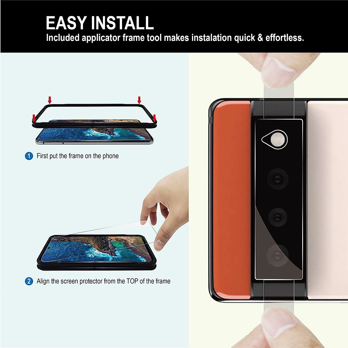 Pixel 6 Screen Protector Tempered Glass with Camera Lens Protector for Google Pixel 6 [Fingerprint Unlock][Anti-Scratch][6.4 Inch][2+ 2 Pack ]