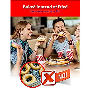 BETTY CROCKER Donut Maker, Mini Donut Maker with Nonstick Surface, Mini Donut Maker Machine with Cool Touch Handle & Makes 7 Delicious Fresh Donuts in Minutes, Red