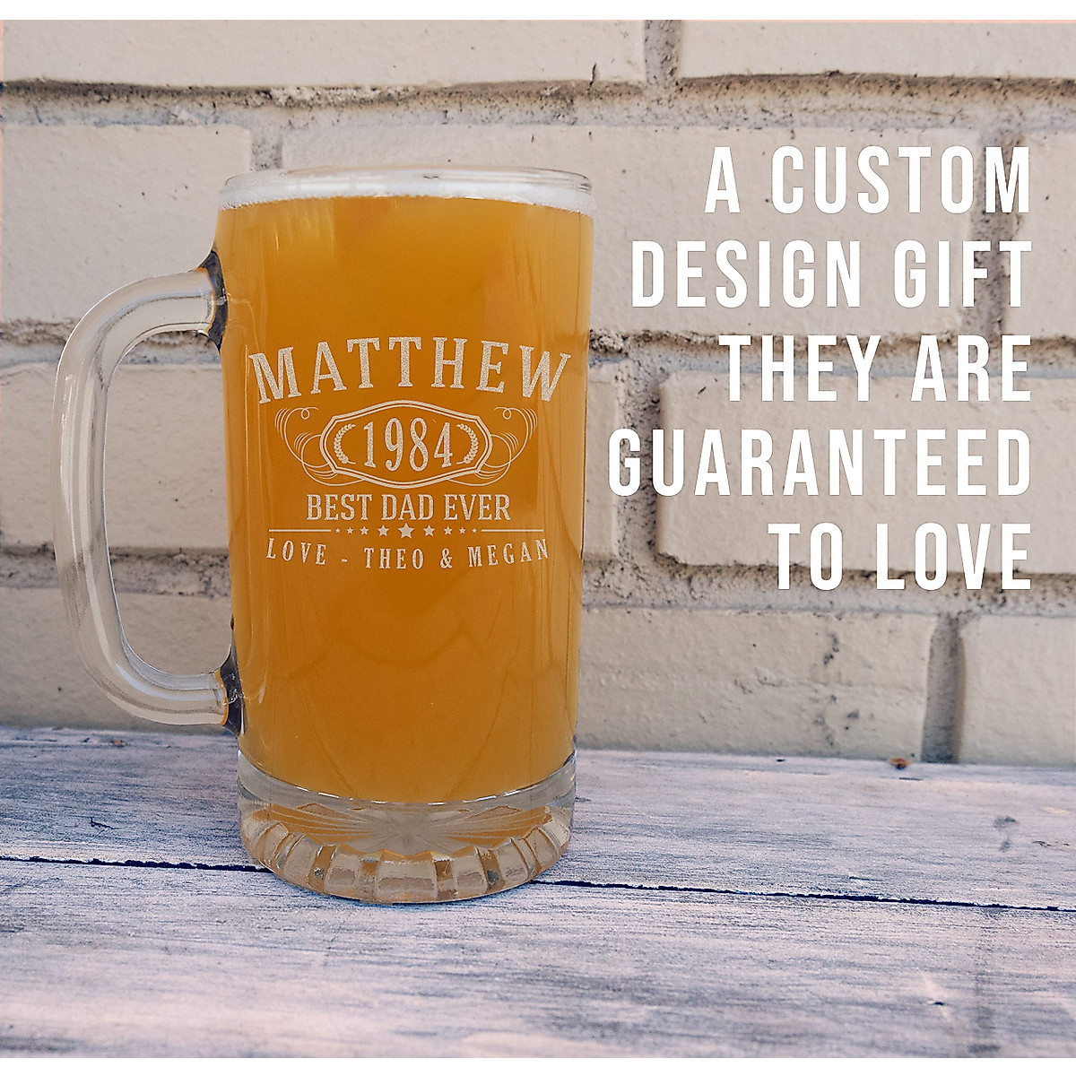 Personalized Gifts for Men Etched 16oz Glass Beer Mug - Customized Beer Gifts for Men, 40th Birthday Gifts for Brother, Custom Gifts for Him Man Father Dad, Regalos Personalizados para Hombre, Bernard