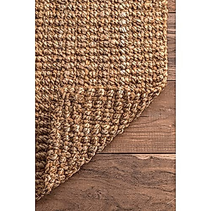 nuLOOM Ashli Solid Farmhouse Jute Area Rug, 5' x 8', Natural