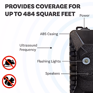 Sunnydaze Ultrasonic Mouse Repellent for Cars with Flashing Lights - Under Hood Mouse Repellent for Indoor or Vehicle Use