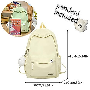 VTTDB Kawaii Backpack with Cute Accessories Casual Aesthetic Daypack Waterproof Travel Rucksack Large Laptop Bag for Women (yellow)