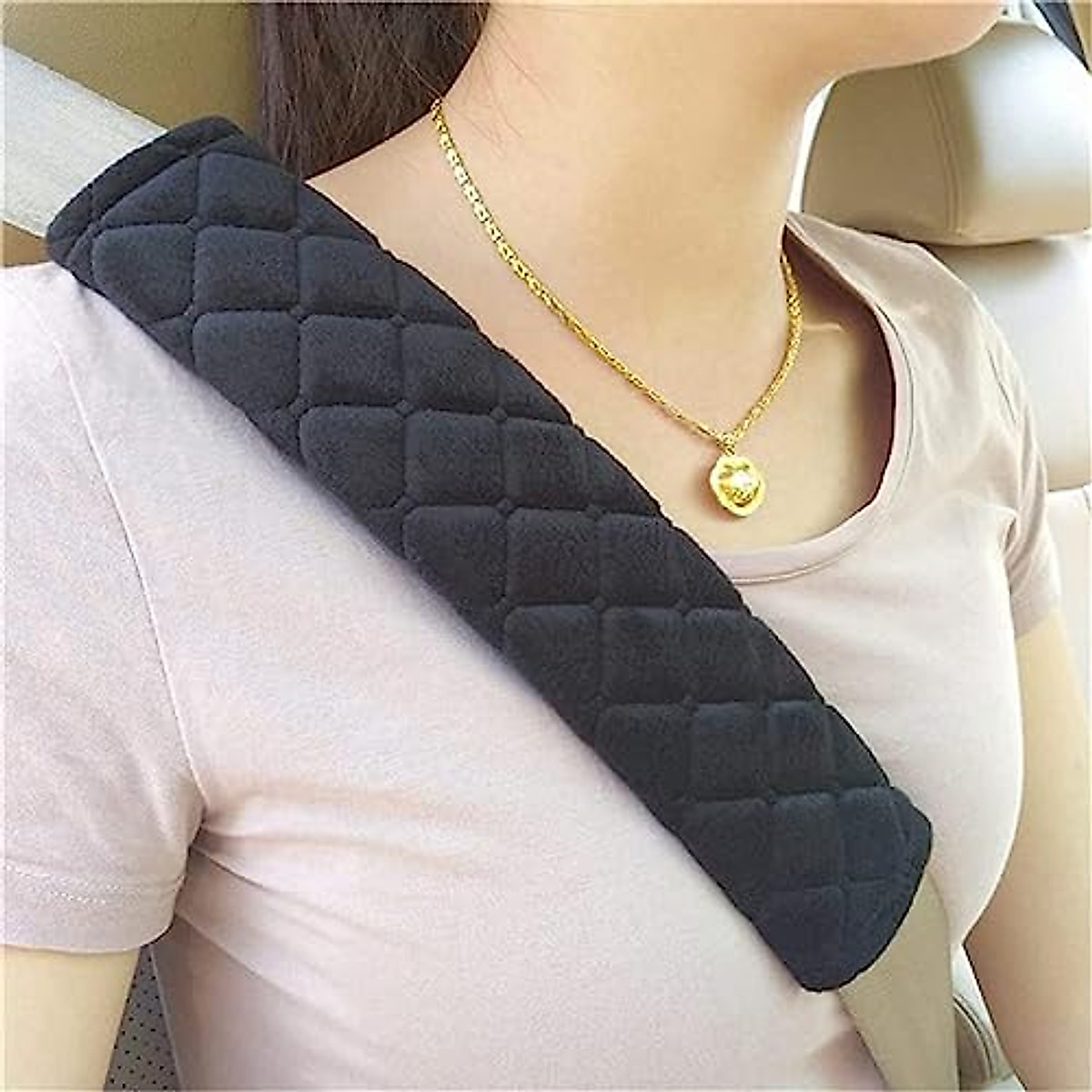 FANTIA 2 PCS Car Seat Belt Pads Cover, Seat Belt Shoulder Strap Covers Protector to Release Stress to Your Neck and Shoulder for a Safety Driving (Black)
