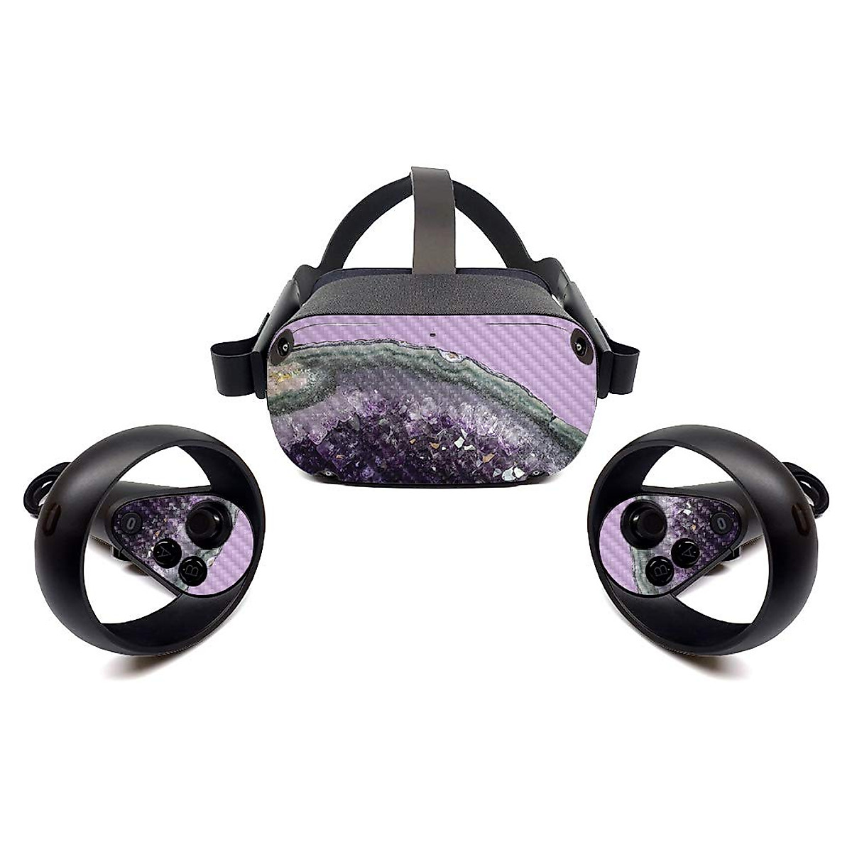MightySkins Carbon Fiber Skin for Oculus Quest - Amethyst Agate | Protective, Durable Textured Carbon Fiber Finish | Easy to Apply, Remove, and Change Styles | Made in The USA