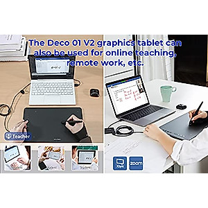 XPPen Deco 01 V2 Drawing Tablet 10x6.25 Inch Graphics Tablet Digital Drawing Tablet for Chromebook with Battery-Free Stylus and 8 Shortcut Keys (8192 Levels Pressure)