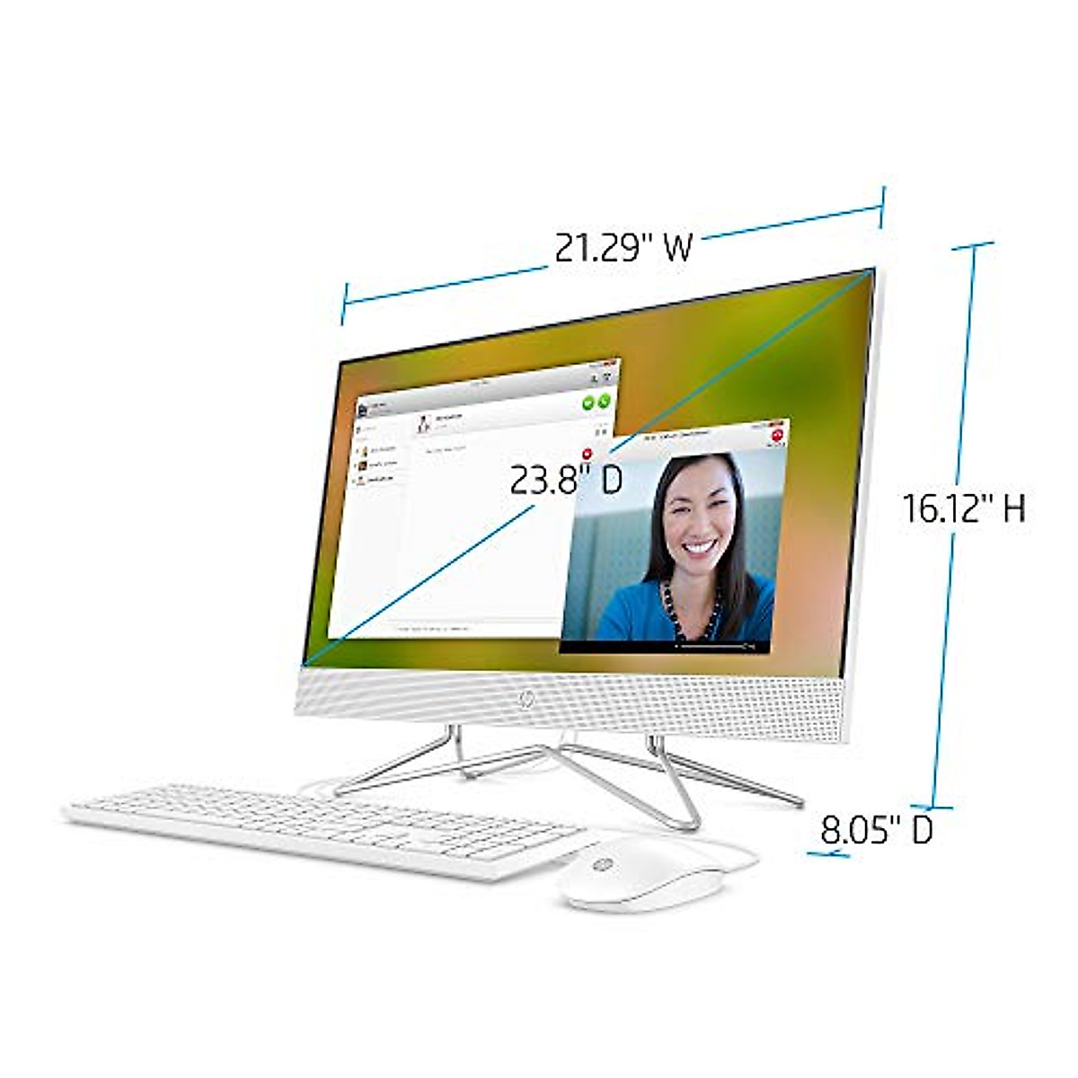 HP 24-inch All-in-One Desktop Computer, AMD Athlon Silver 3050U Processor, 8 GB RAM, 256 GB SSD, Windows 10 Home (24-dd0010, White)