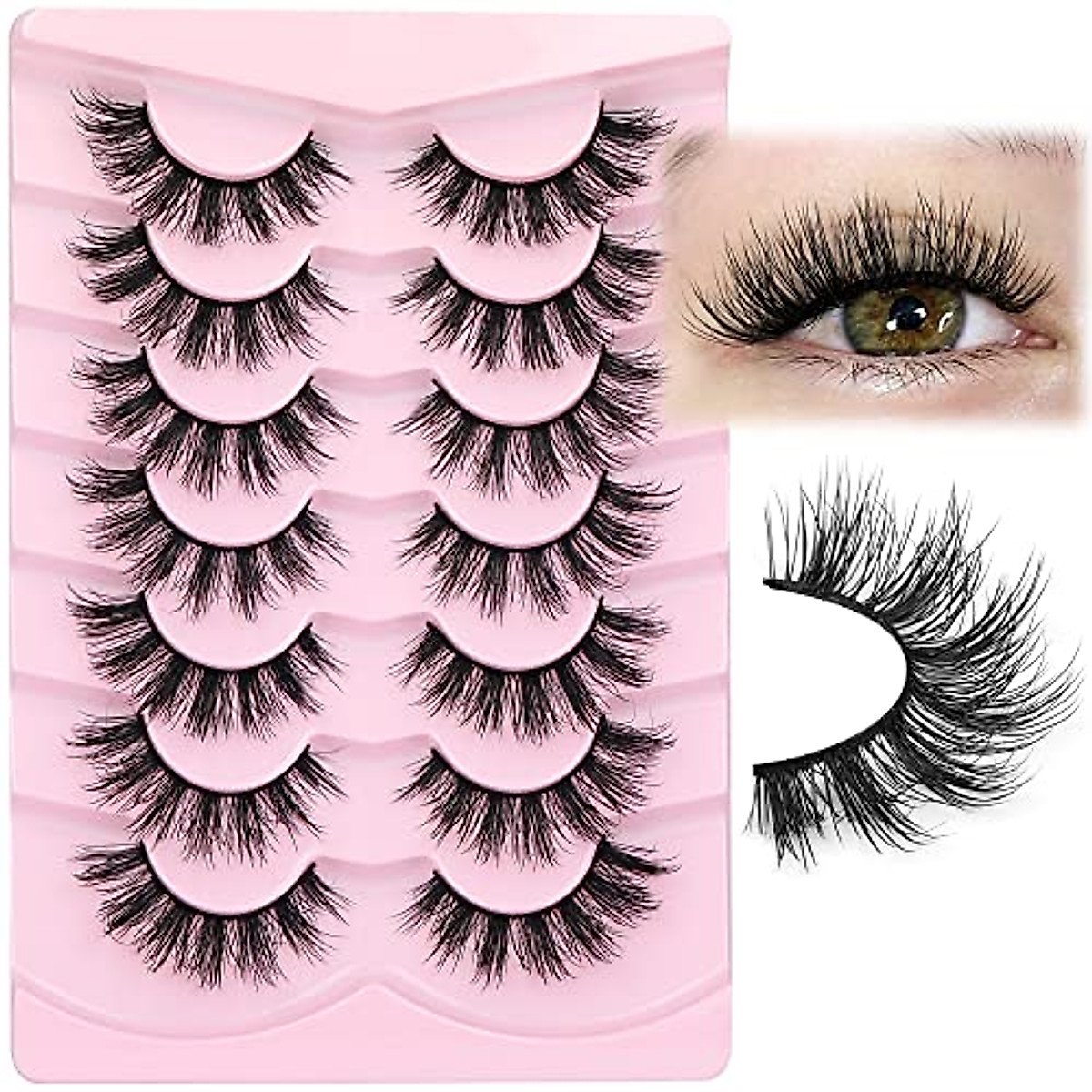 3D Natural False Eyelashes Fluffy Flat Lashes Wispy Faux Mink Eyelashes that Look Like Extensions Volume Strips Lash by Focipeysa