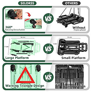 SELORSS 2-in-1 Foldable Hand Truck Utility Cart, Portable Grocery Shopping Cart with Wheels and Removable Waterproof Bag, Collapsible Lightweight Large Capacity for Supermarket, Laundry, Camping