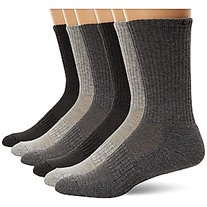 Chaps Men's Cushioned Repreve Athletic Socks-6 Pair Pack-Running Breathable Front Mesh and Arch Support, Crew-Gray Heather, 6-12
