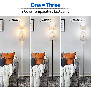 RZNTJHUINA Boho Standing Lamps Cute Rainbows for Childish Hand Drawn Nursery Minimalist Floor Lamp Metal Pole Lamp with Linen Lampshade for Bedroom Living Room Office Nursery Reading Foot Switch