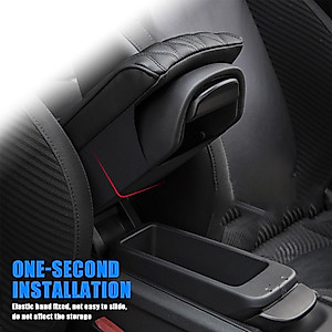 Hawyet 1 PC Car Memory Foam Center Console Armrest Pad, 12.59" x 8.66" x 1.96" Corrugated Leather Armrest Box Booster Pad, Universal for All Seasons, Suitable for Most Models (Black)