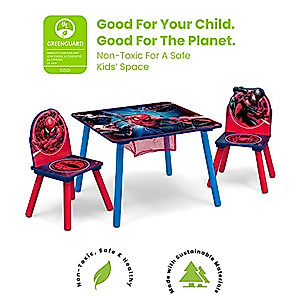 Delta Children Marvel Spider-Man Kids Table Set with Storage (2 Chairs Included) Greenguard Gold Certified, Blue/Red