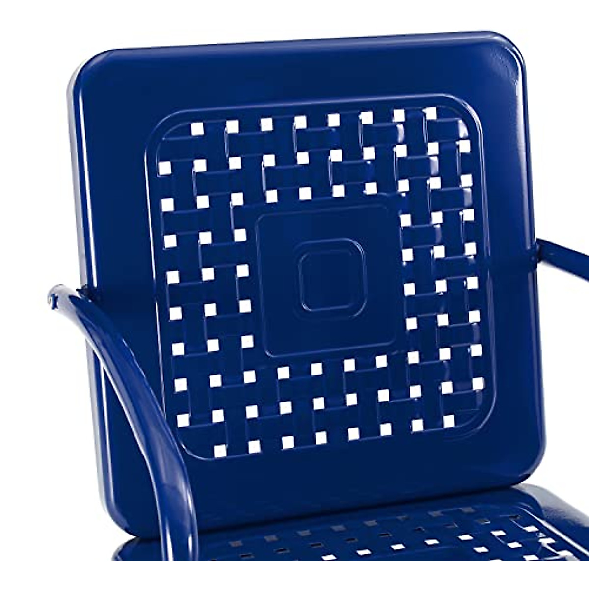 Crosley Furniture Bates 2-Piece Outdoor Chair Set, Retro Metal Patio Chairs for Dining, Porch, Deck, Balcony, Navy Gloss